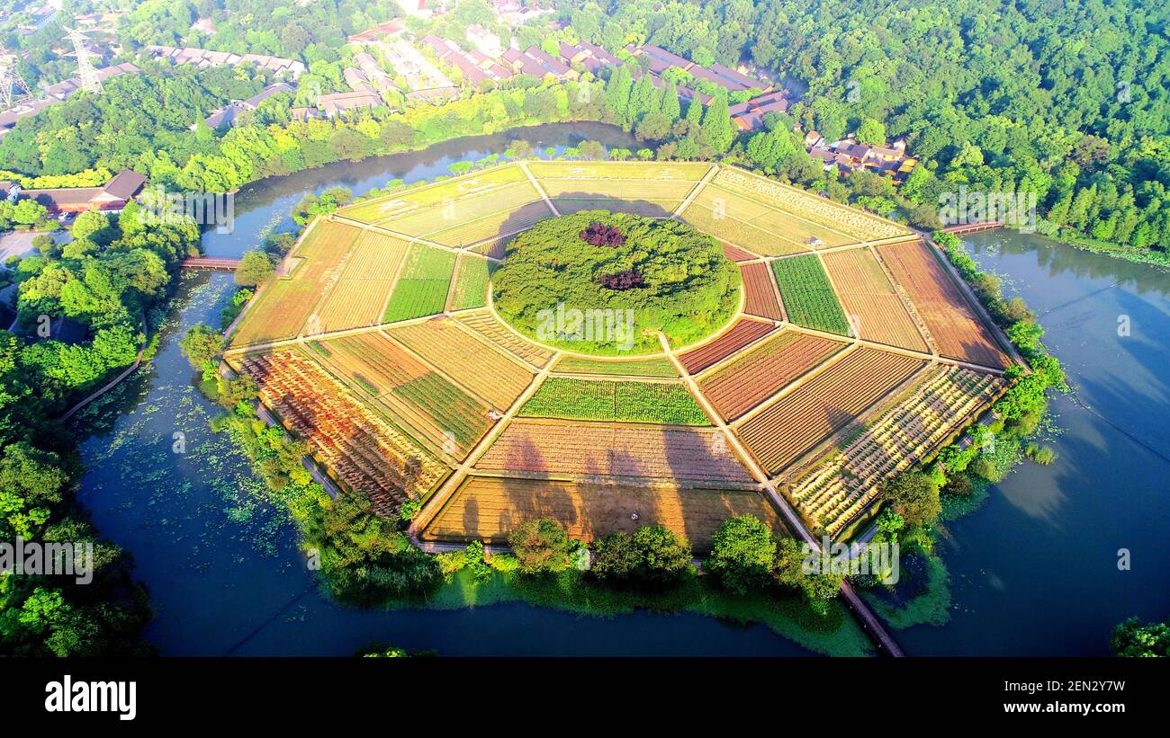 Aerial view of the eight diagrams field in Hangzhou city, east China's ...