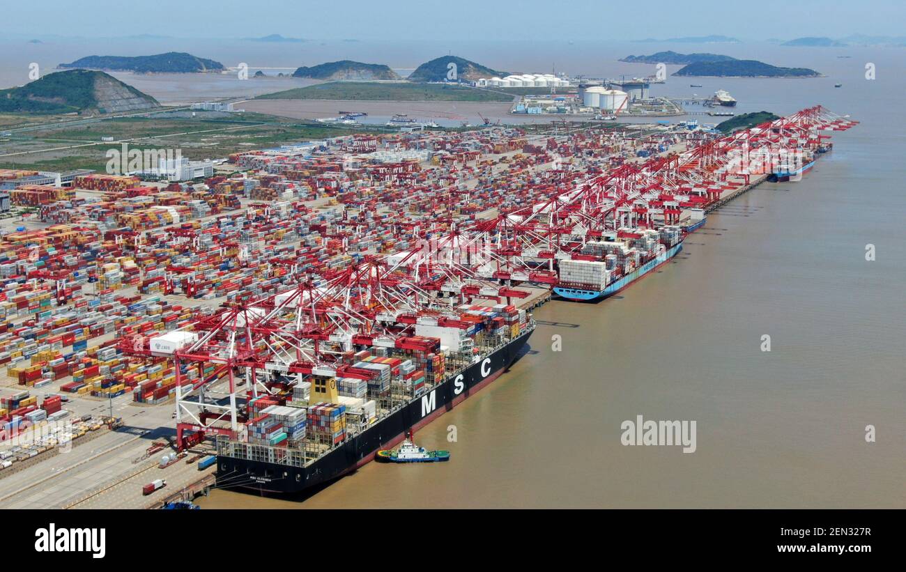 Shanghai, CHINA-The Yangshan Deeperwater Harbor, located in Shanghai ...