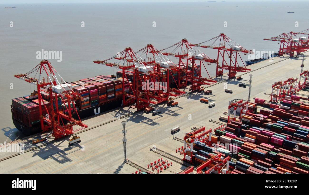 Shanghai, CHINA-The Yangshan Deeperwater Harbor, located in Shanghai, China, is the largest ...