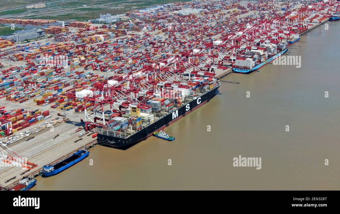 Shanghai, CHINA-The Yangshan Deeperwater Harbor, located in Shanghai ...