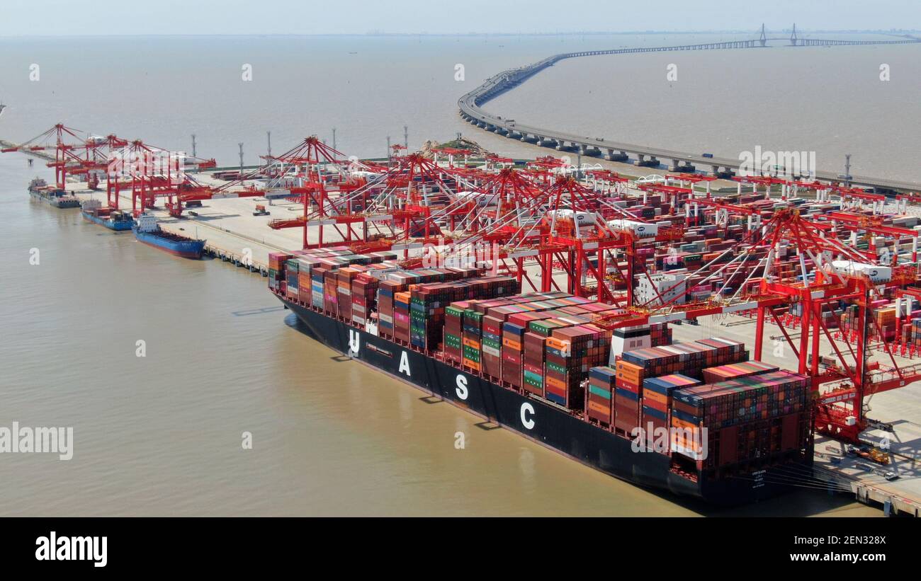 Shanghai, CHINA-The Yangshan Deeperwater Harbor, located in Shanghai, China, is the largest ...