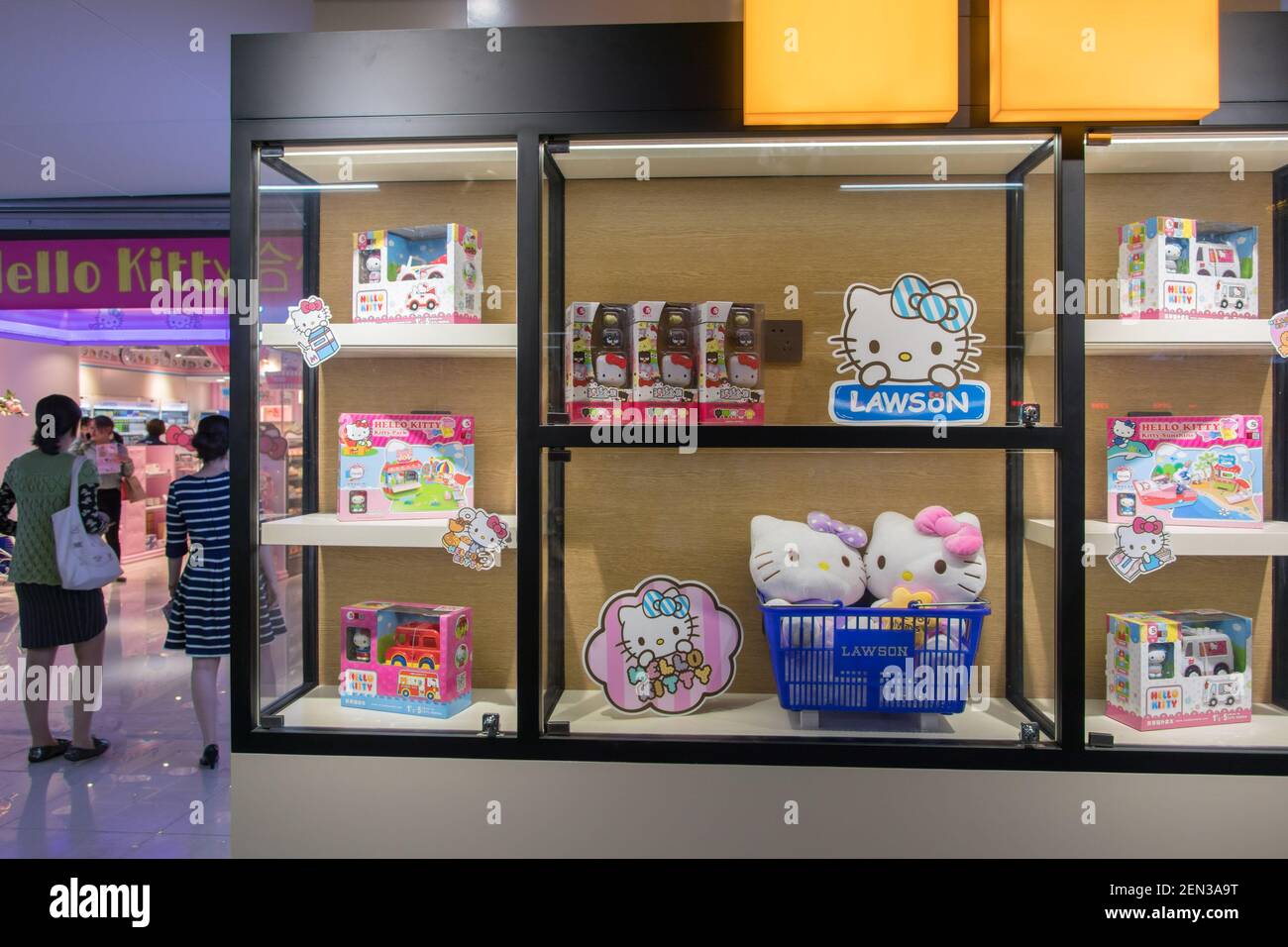 Customers shop at a Hello Kitty-themed Lawson convenience store in ...