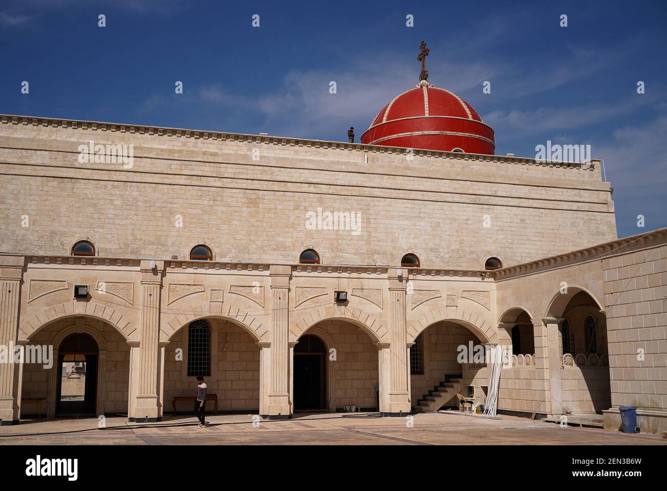 Qaraqosh, Iraq. 25 Feb 2021: An exterior view of the Grand Immaculate ...