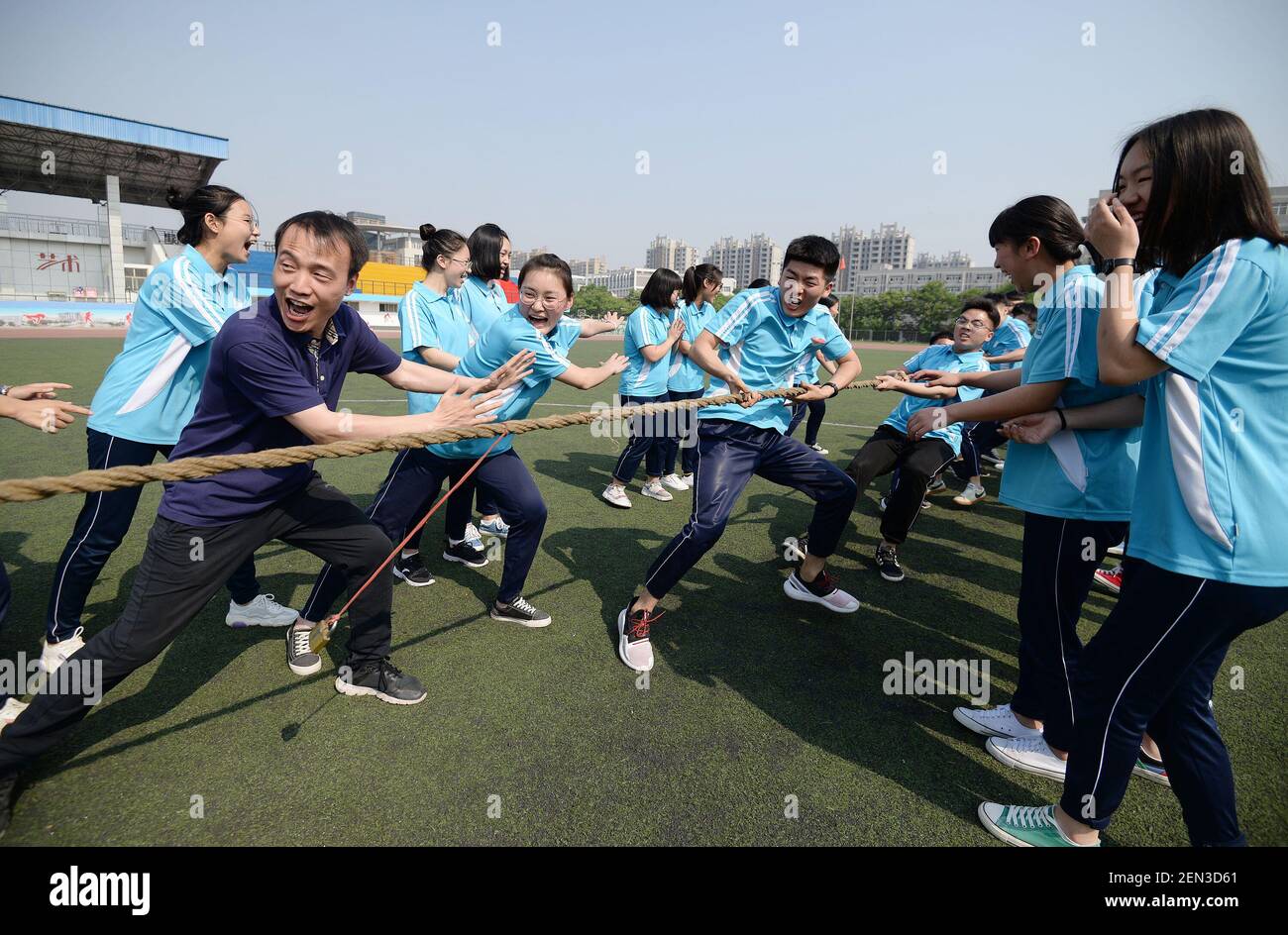 Chinese students take part in games to relieve stress as they prepare ...