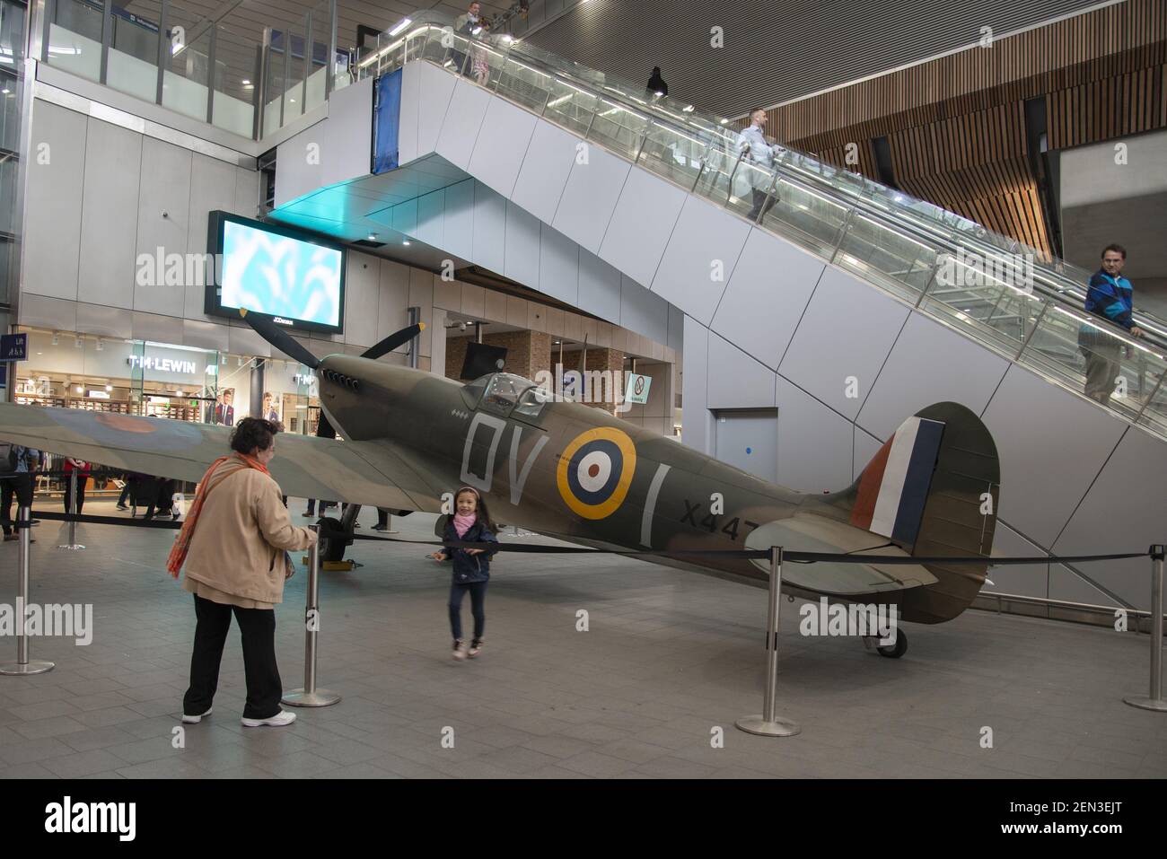 A replica Supermarine Spitfire sits on the concourse at London Bridge ...