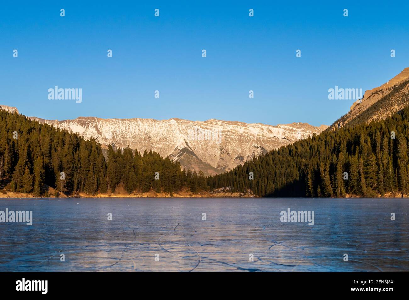 Beautiful view of Two Jack Lake in Banff national park, Canada Stock ...
