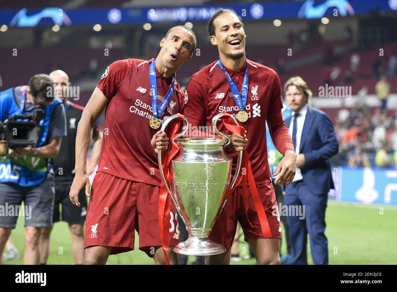 Joel Matip of Liverpool and Virgil Van Dijk of Liverpool with the ...