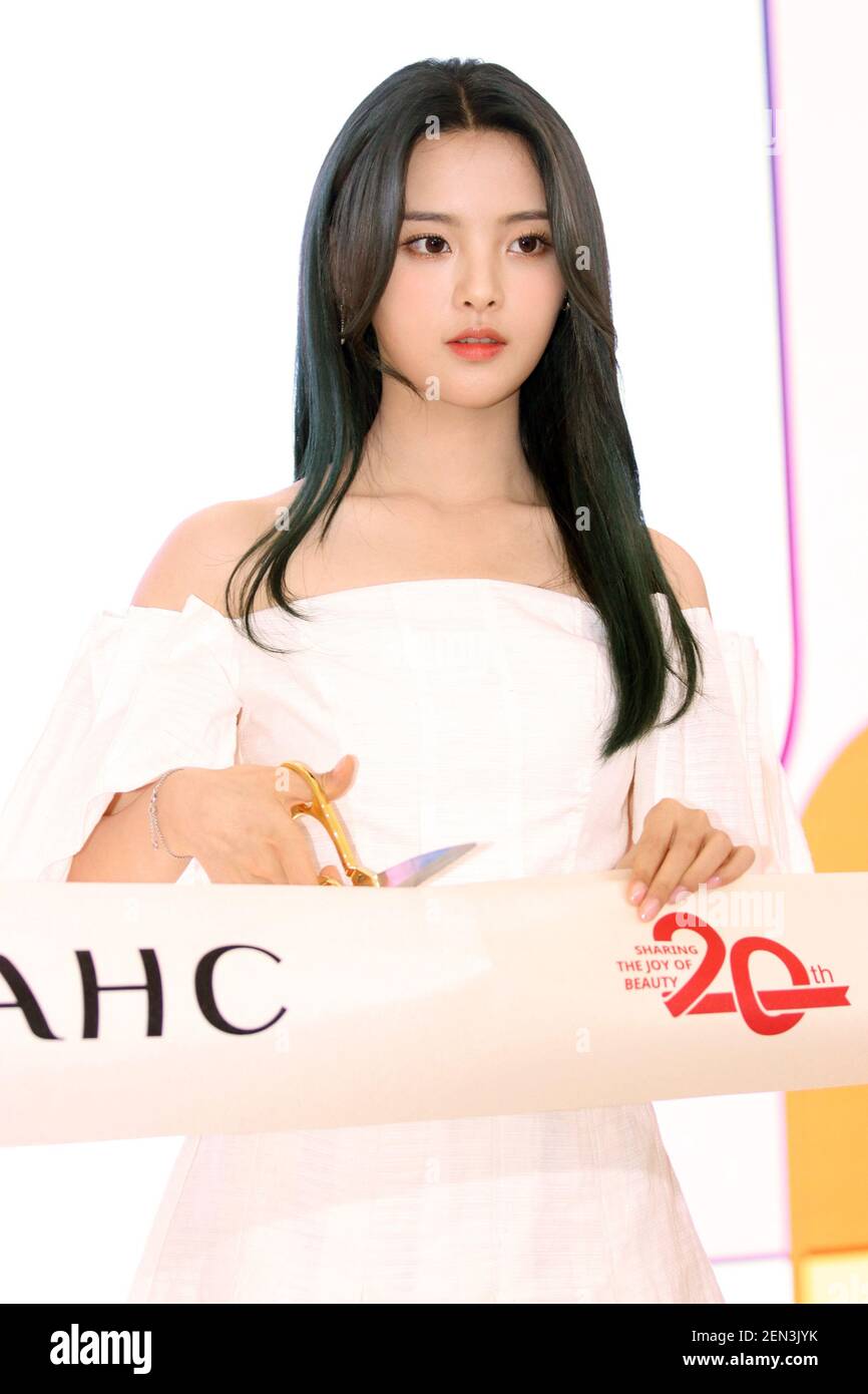 Yang Chaoyue of Chinese teen idol group Rocket Girls 101 attends a promotional event for AHC in ...
