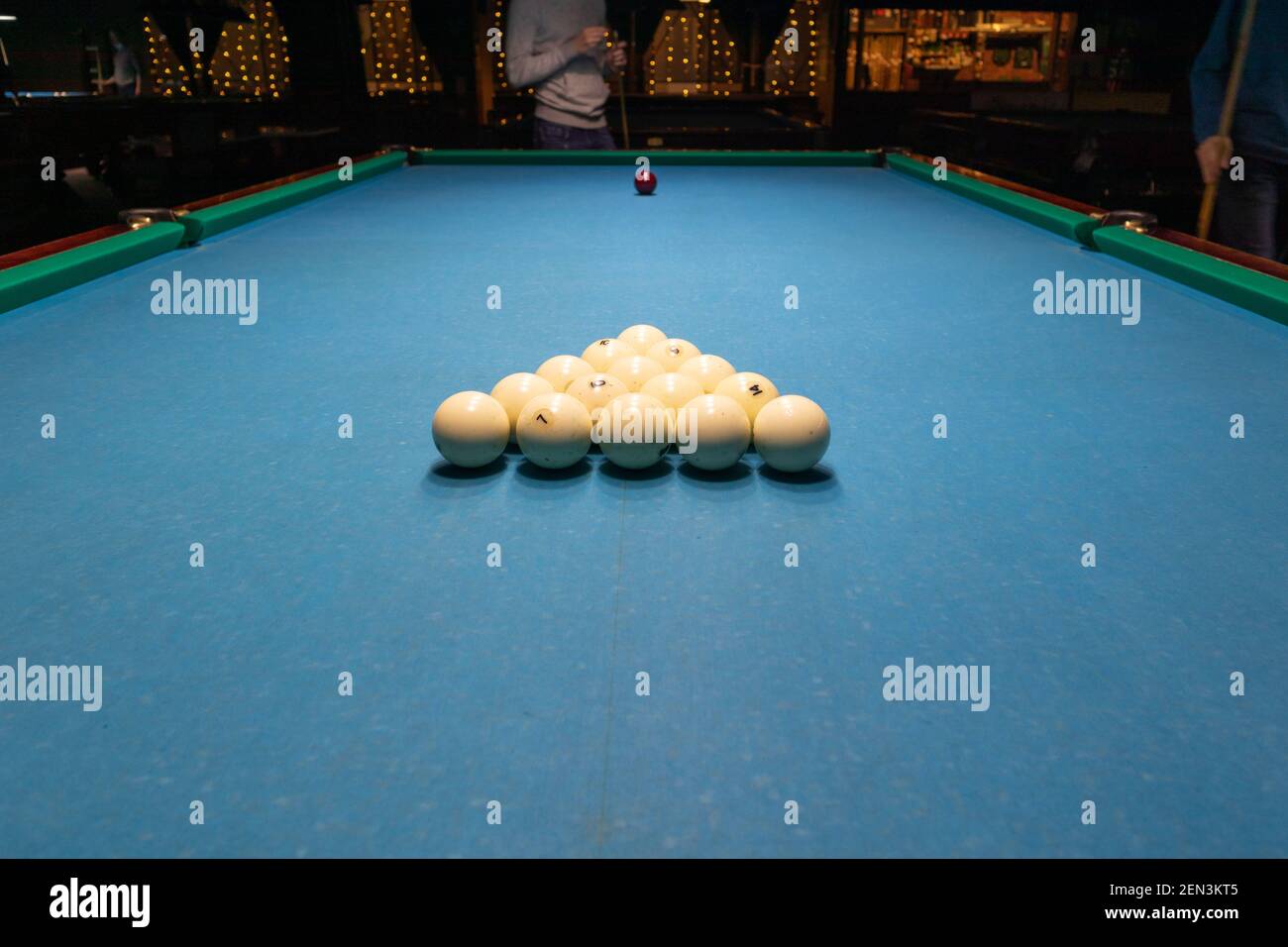 billiards smashing pyramid balls kick game start disparateness ...