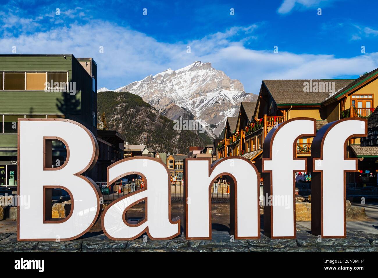 View of Banff giant letters sign Stock Photo - Alamy