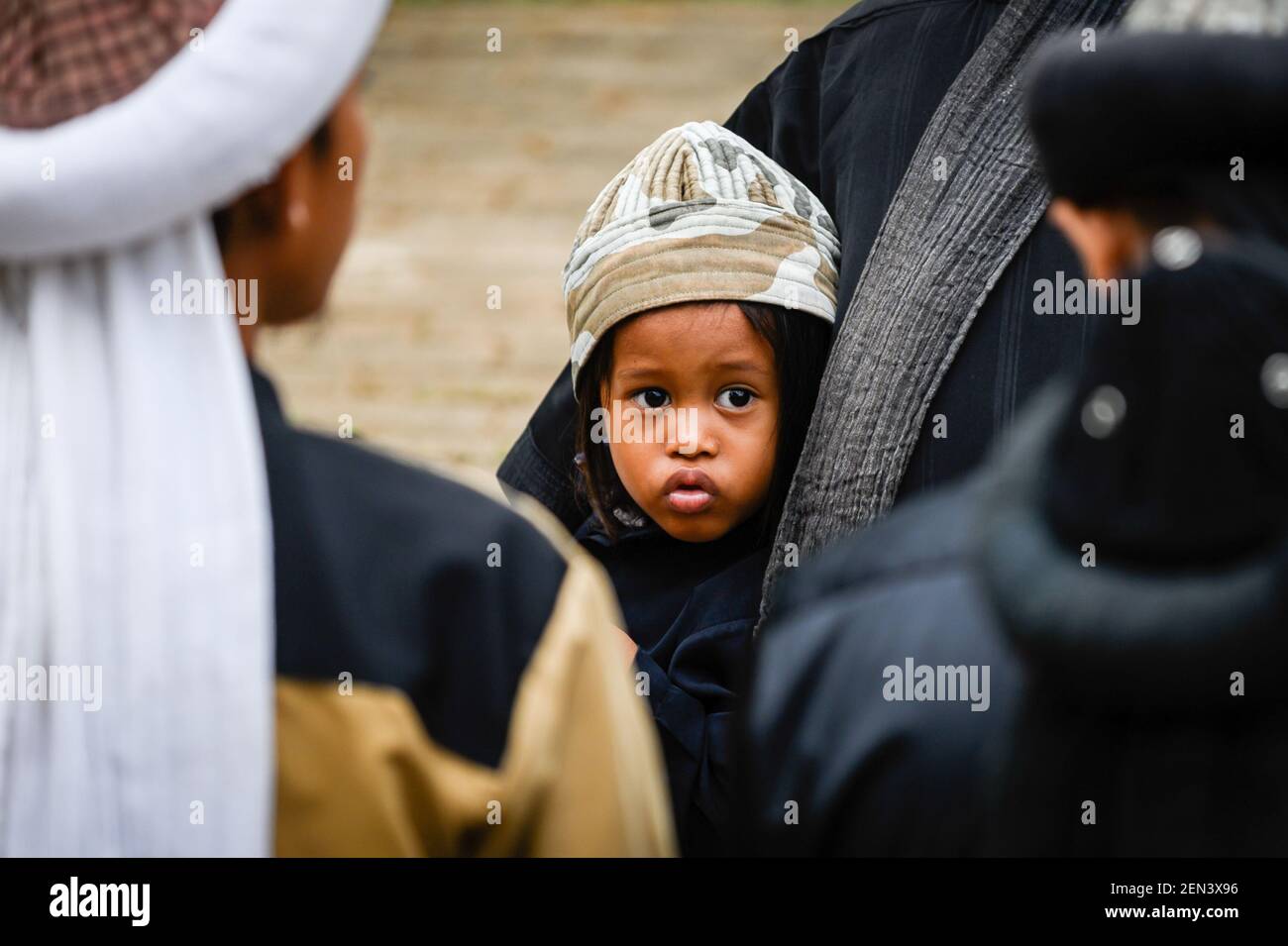 A boy from the Islamic commune An-Nadzir attend Eid Al Fitr at Baitul ...