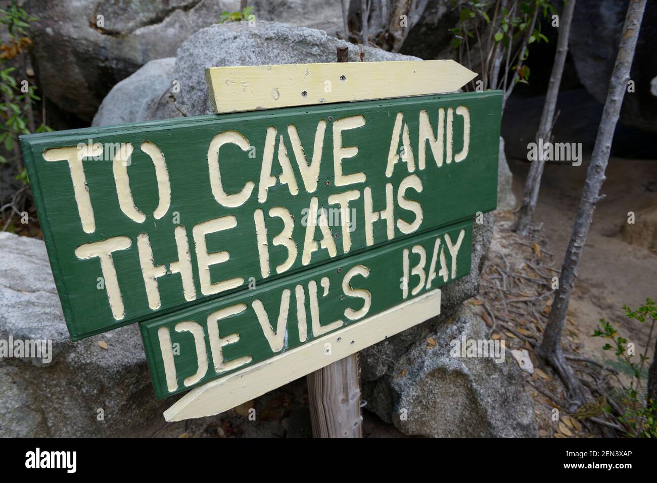 Sign to Cave and The Baths and Devil's Bay, The Baths, Virgin Gorda ...