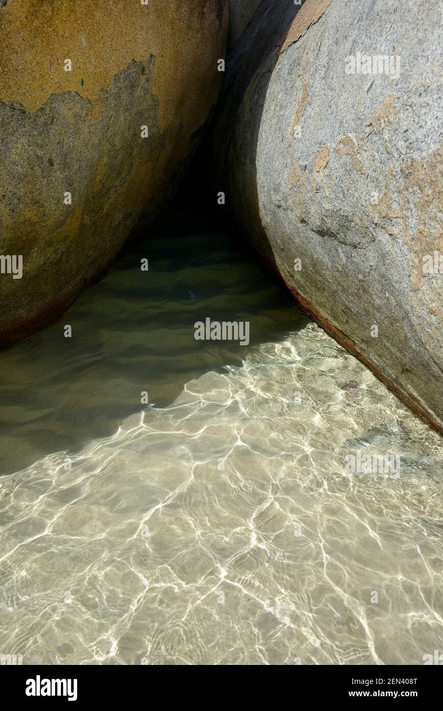 Water patterns and boulders, The Baths, Virgin Gorda, British Virgin ...