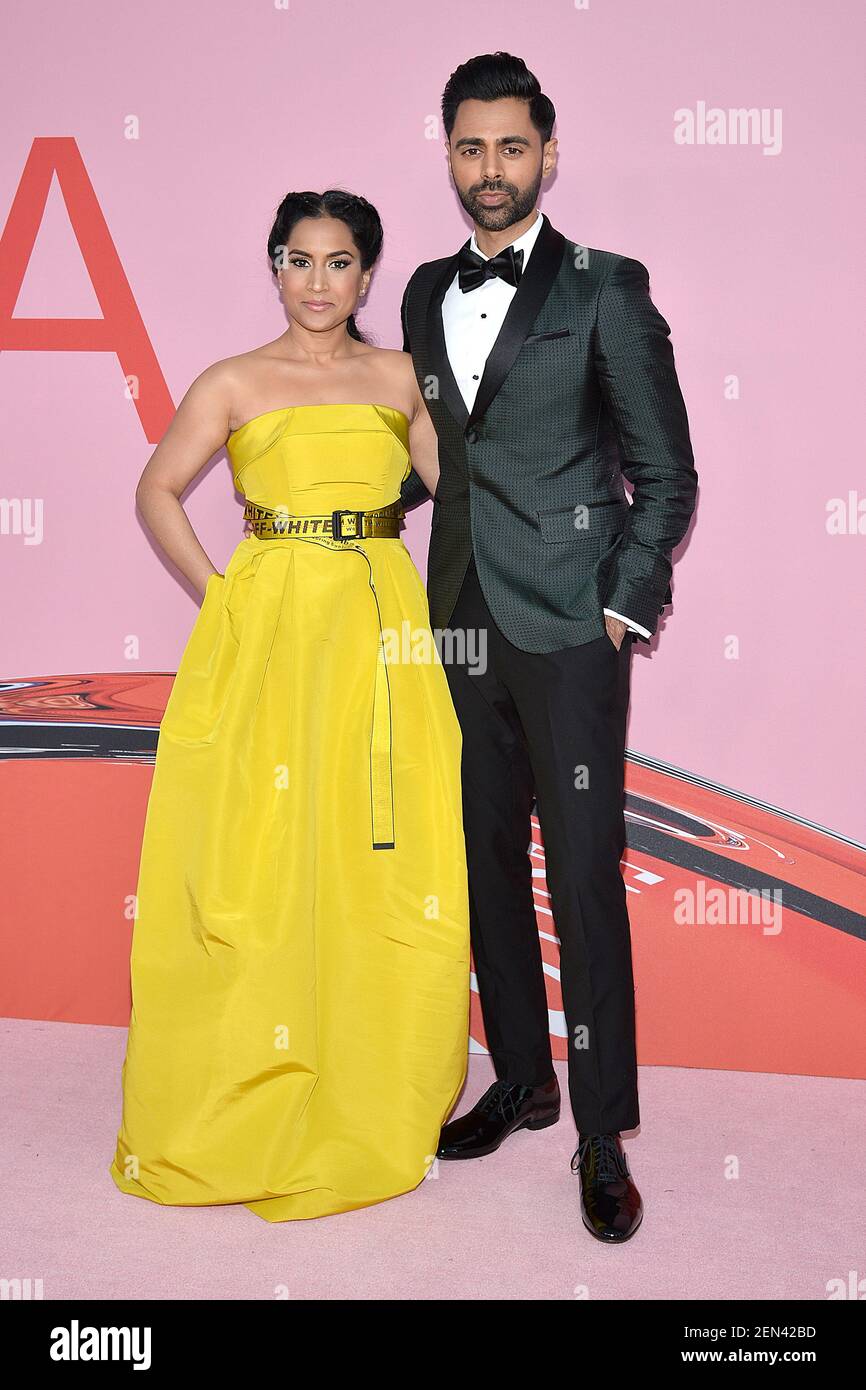 (L-R) Beena Patel and Hasan Minhaj attend the 2019 CFDA Awards at the ...