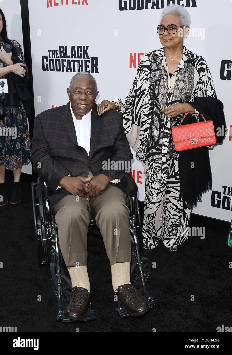(L-R Hank Aaron and Billye Aaron arrives at THE BLACK GODFATHER World ...