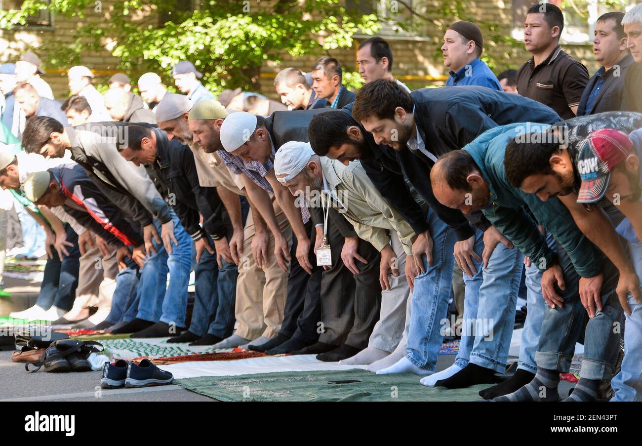The Eid al-Fitr. Muslims during the ceremonial prayer at the Old Mosque ...
