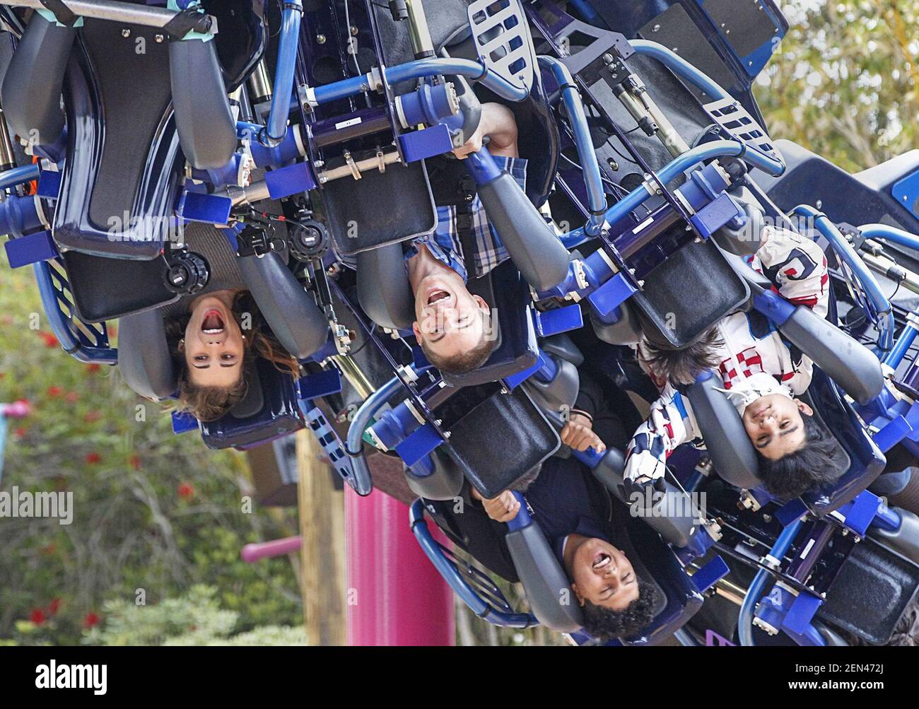 Riders brave the new Sea World ride called Tidal Twister on May 21 ...
