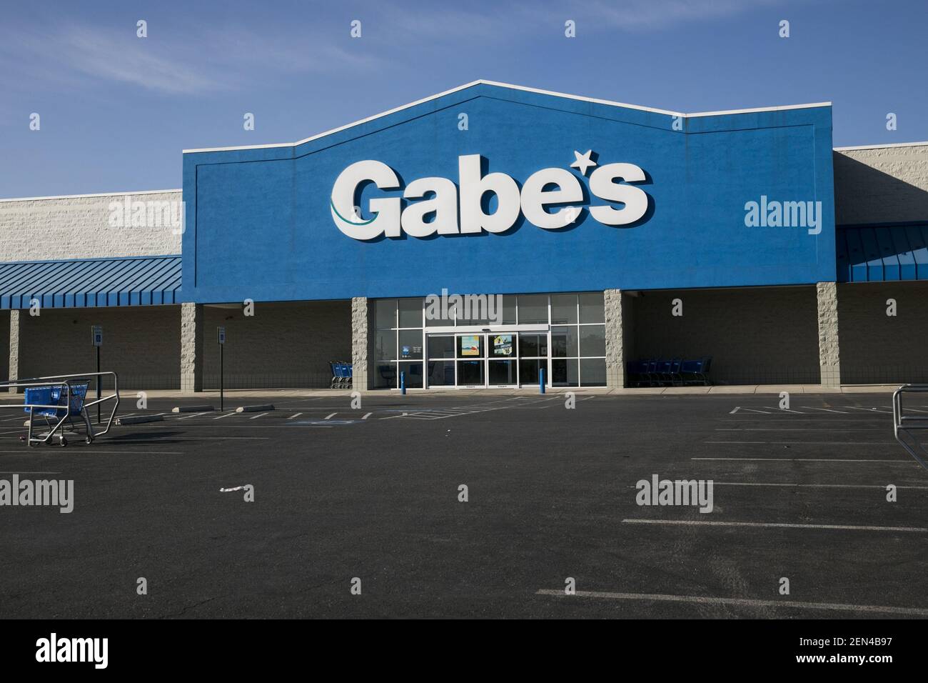 A logo sign outside of a Gabe's retail store location in Martinsburg ...