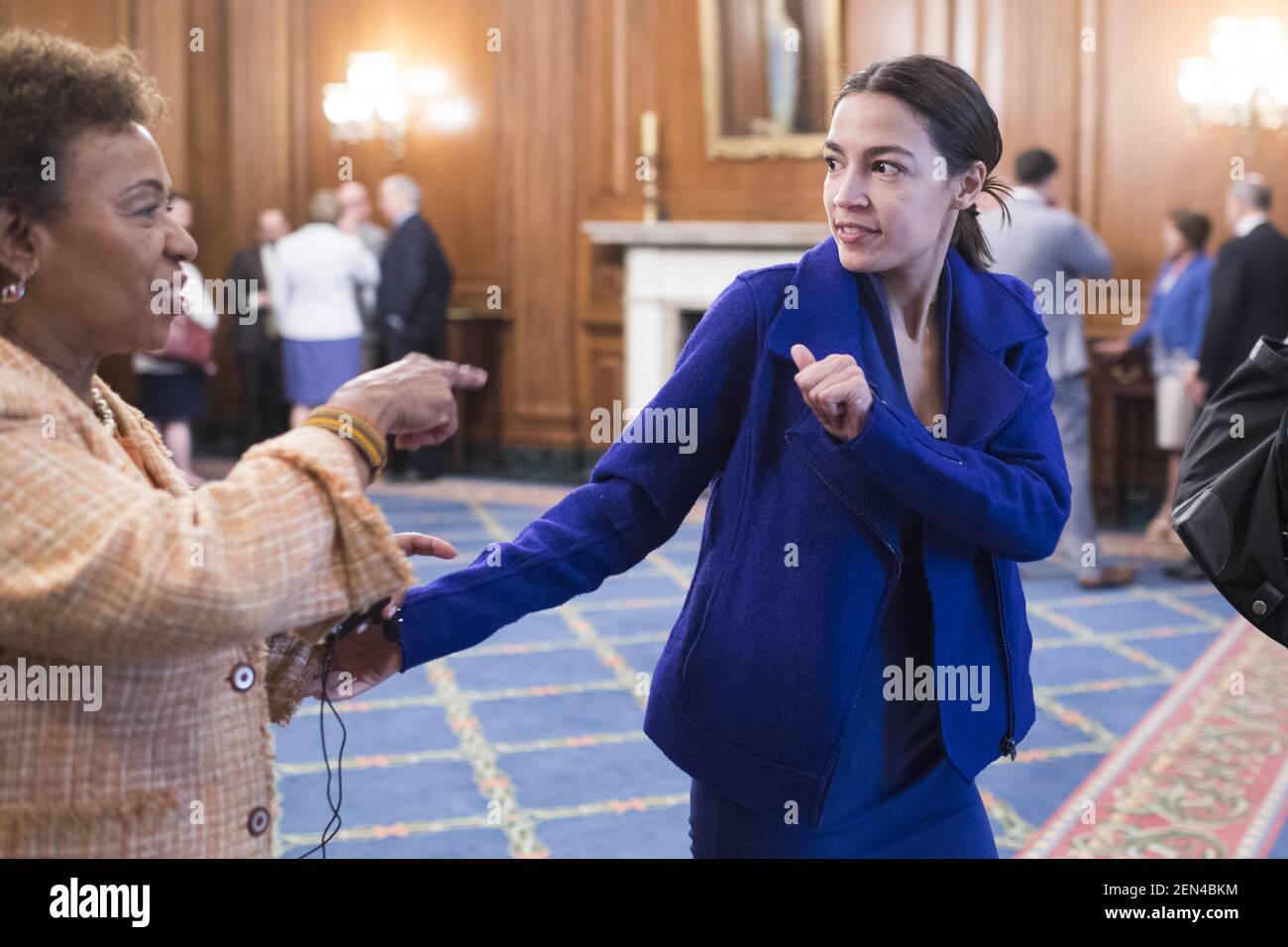 UNITED STATES - JUNE 5: Reps. Alexandria Ocasio-Cortez, D-N.Y., right ...