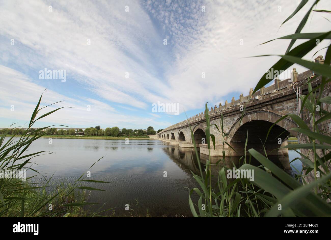 A view of the Lugou Bridge, also known as the Marco Polo Bridge, in ...