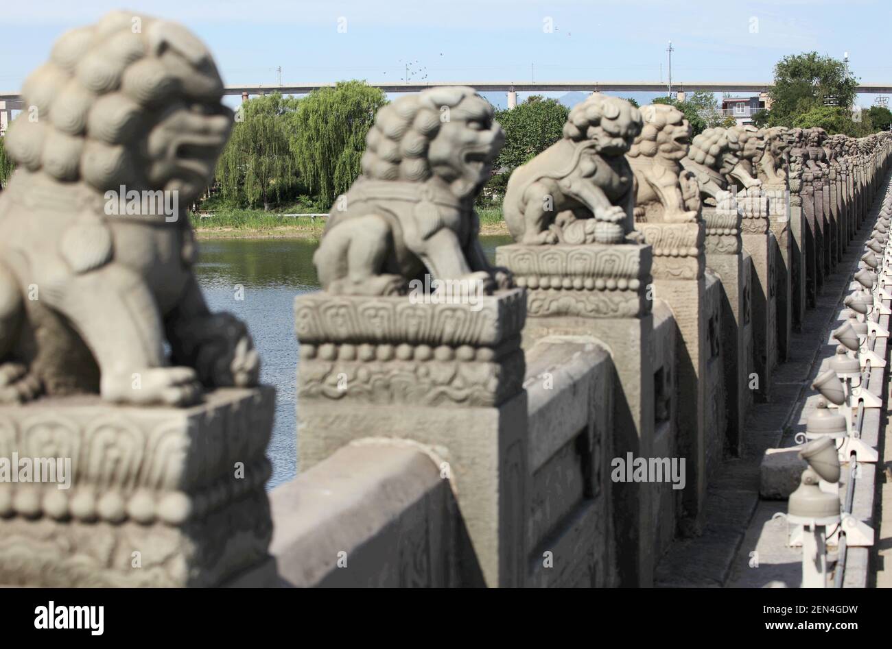 A view of the Lugou Bridge, also known as the Marco Polo Bridge, in ...