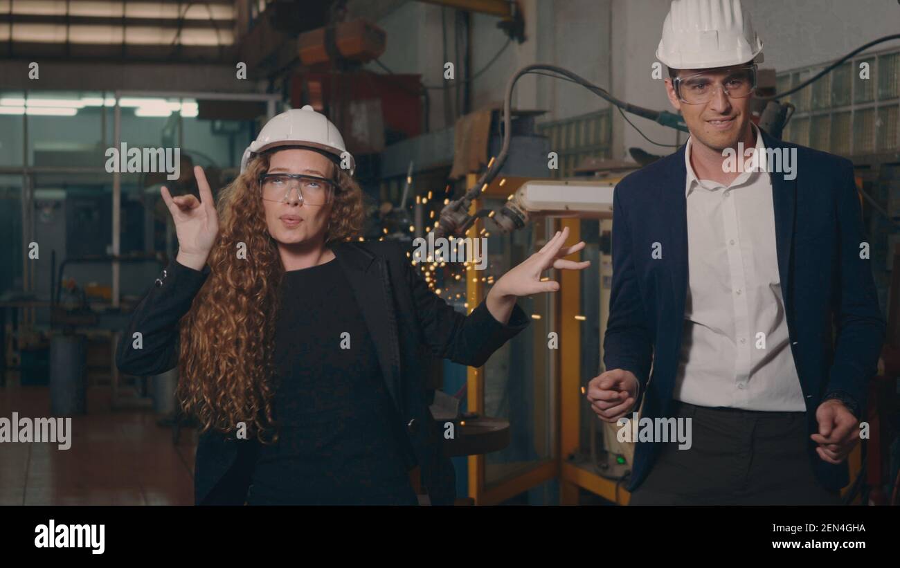 Happy heavy industry business engineering and manager in hardhats ...