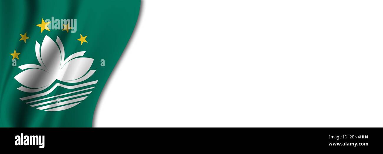Macau flag on white background. White background with place for text ...