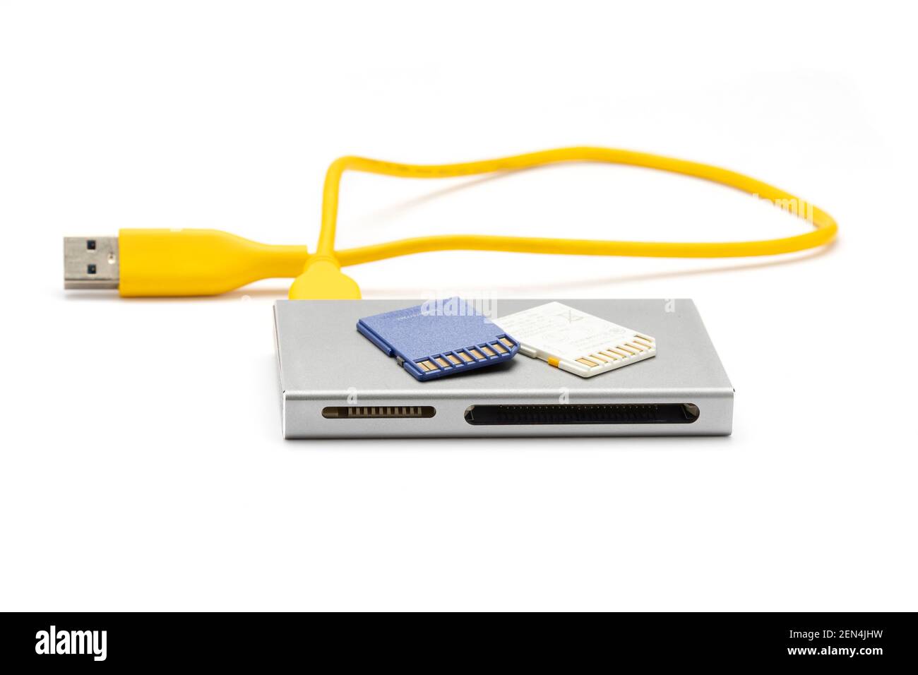 Close up USB 3.0 Card reader with SD (micro SD) card isolated on white ...