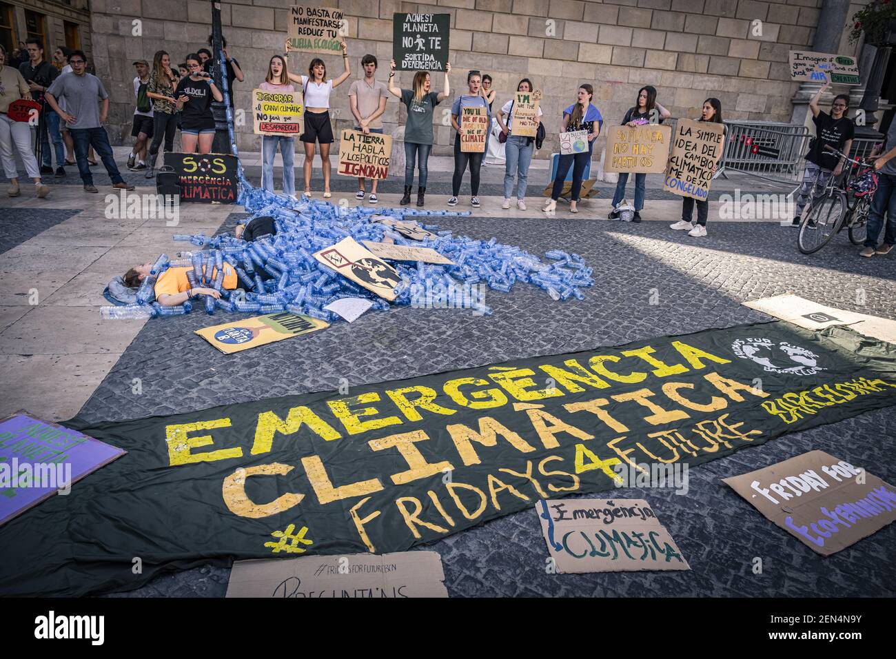 A banner with a slogan Emergency Climate Fridays for Future is seen ...