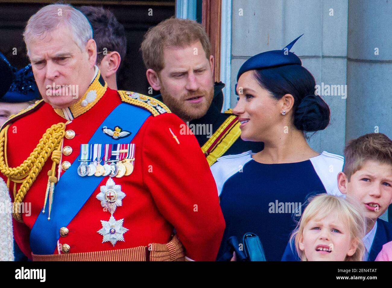 Prince Andrew, Prince Harry, Meghan Duchess of Sussex during Trooping ...