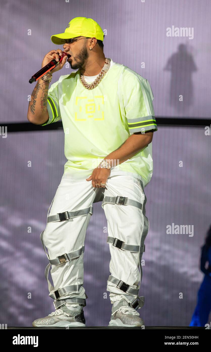 MIAMI, FL - JUNE 8: Anuel AA performs during Uforia Mix Live Concert at ...