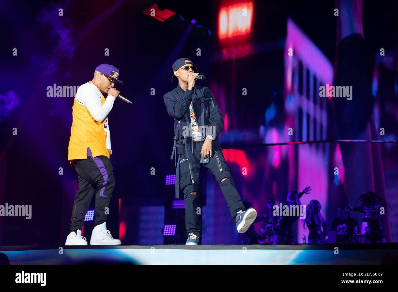 MIAMI, FL - JUNE 8: Darell and Brytiago perform during Uforia Mix Live ...