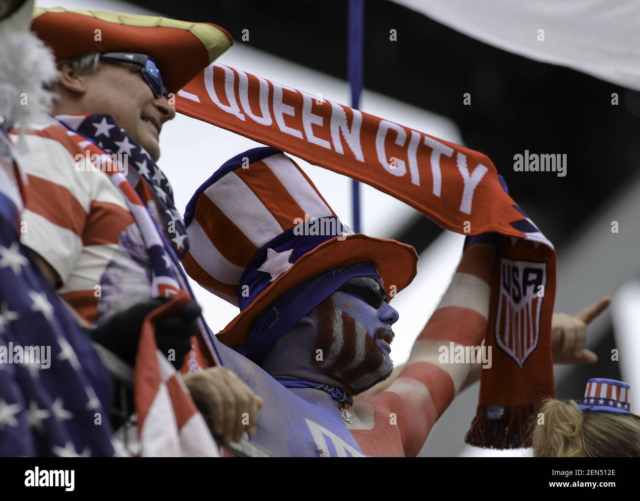 June 9, 2019: USMNT fans during an international friendly soccer game ...