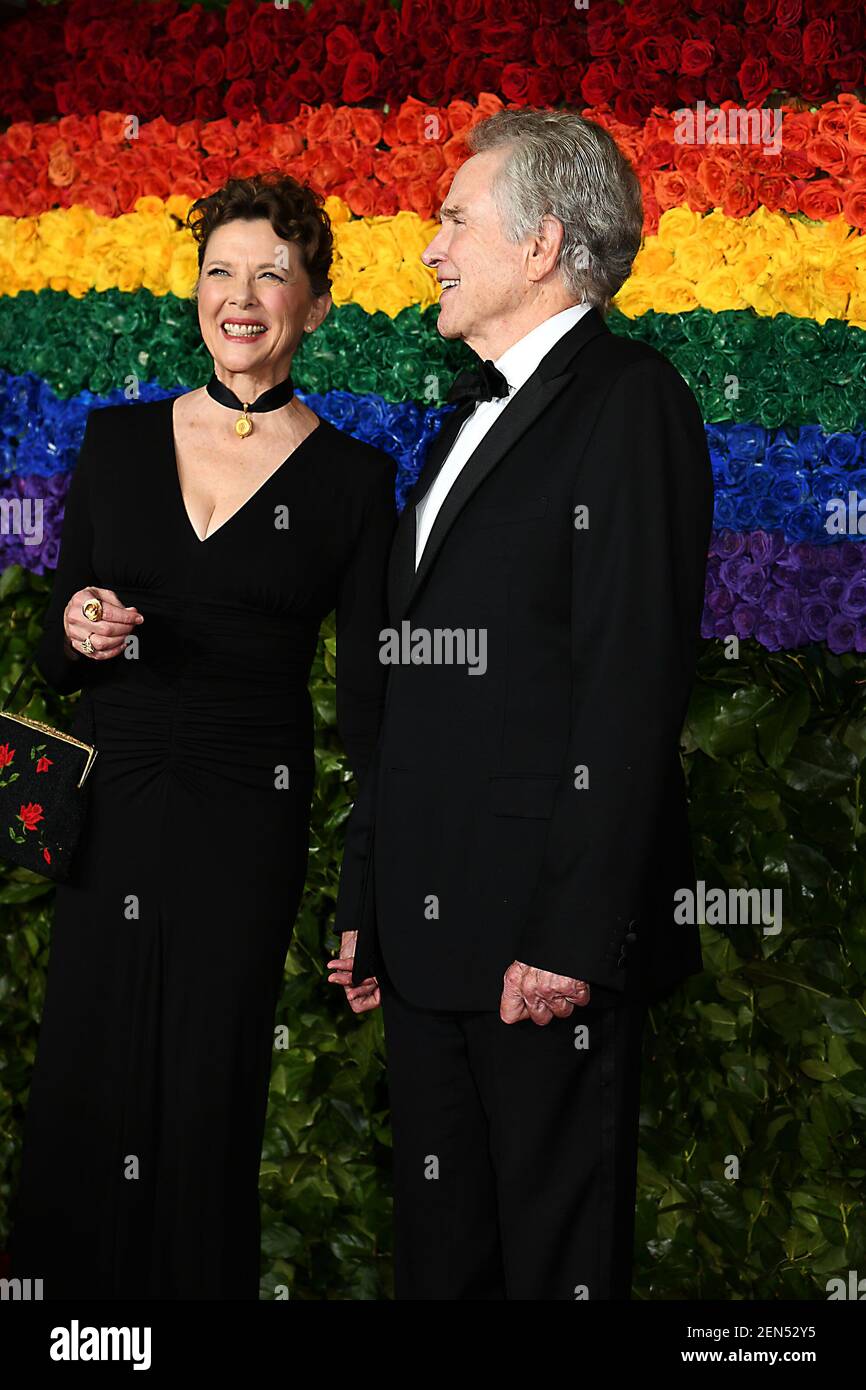 Annette Bening and husband Warren Beatty attend the 2019 Tony Awards on ...
