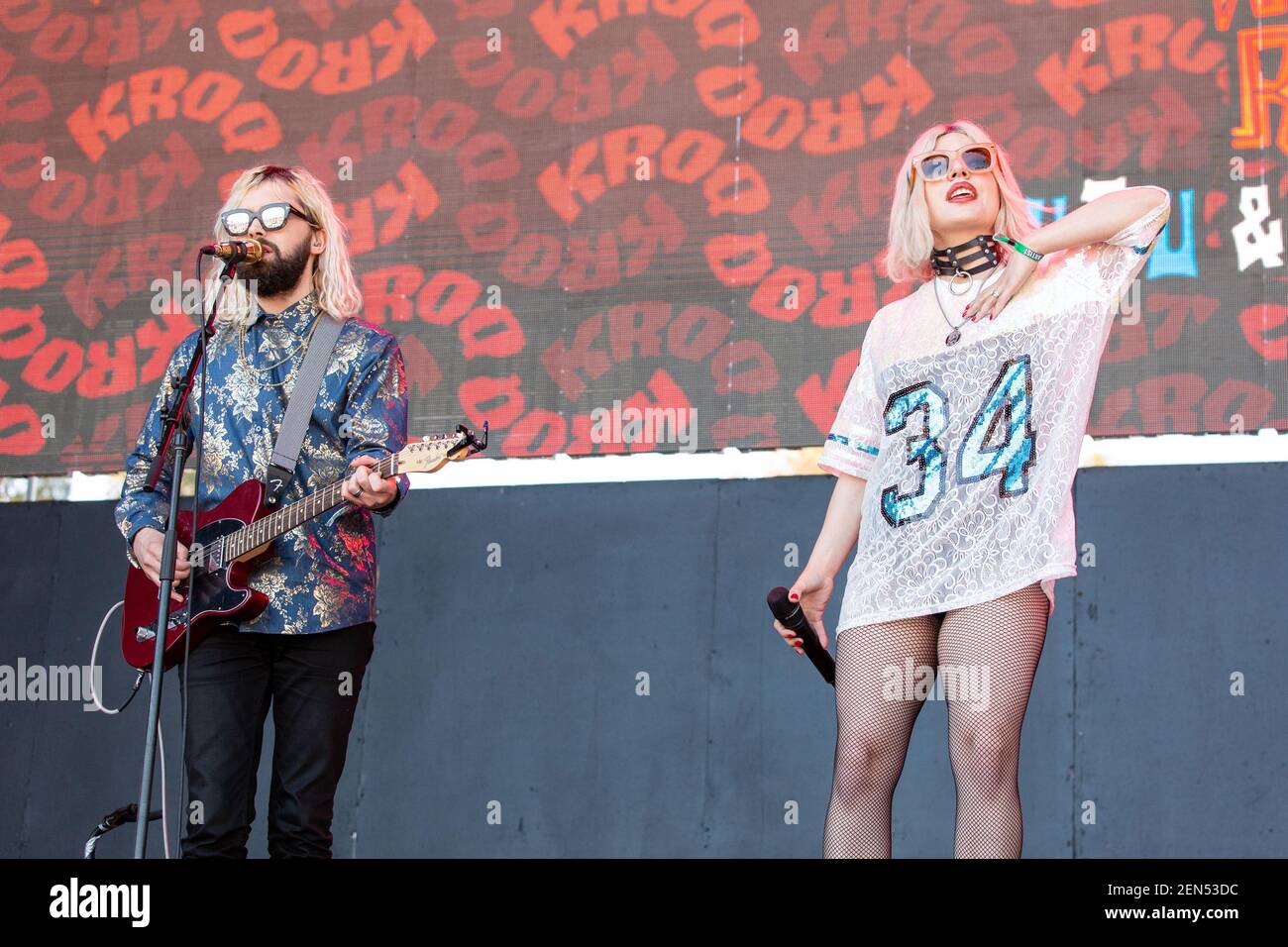 Cole Randall and Shpresa Lleshaj of Flora Cash during the KROQ Weenie ...