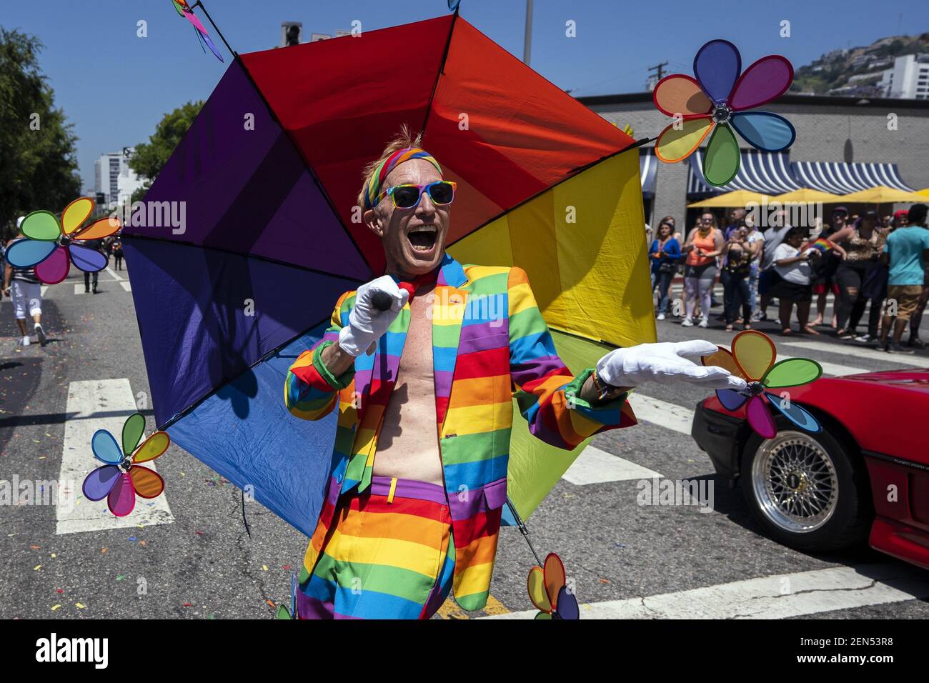 A participant the LA Pride Parade 2019 in West Hollywood, California on ...