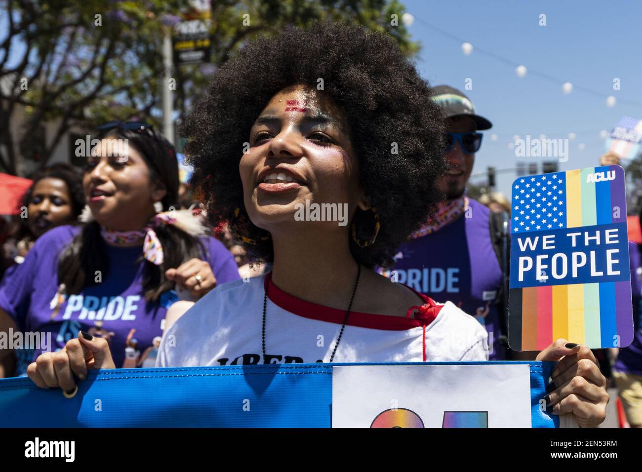 Participants at the LA Pride Parade 2019 in West Hollywood, California ...