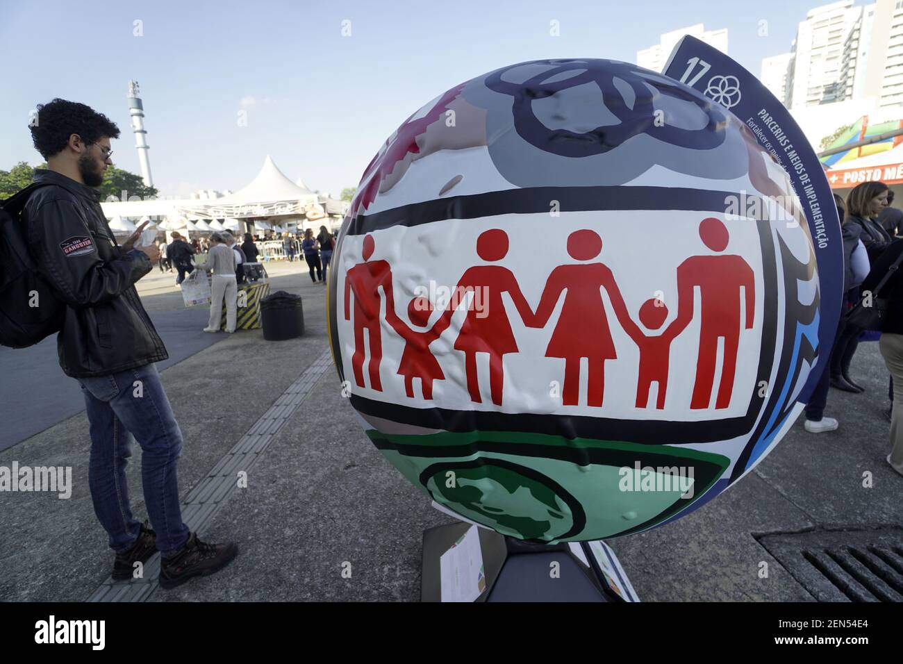 People attend the inauguration ceremony of the "17 Sustainable ...