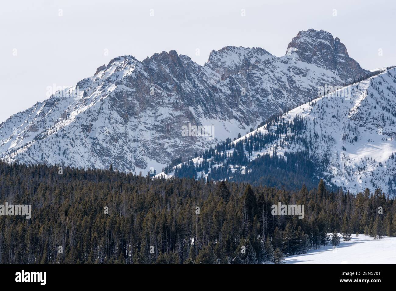 Sawtooth Mountains in winter, Idaho Stock Photo - Alamy