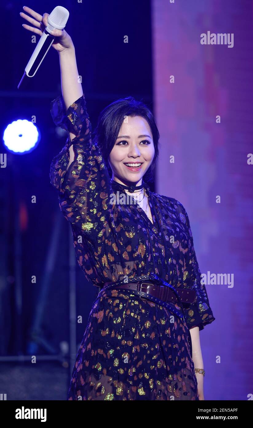 Chinese singer Jane Zhang or Zhang Liangying performs at the opening ...