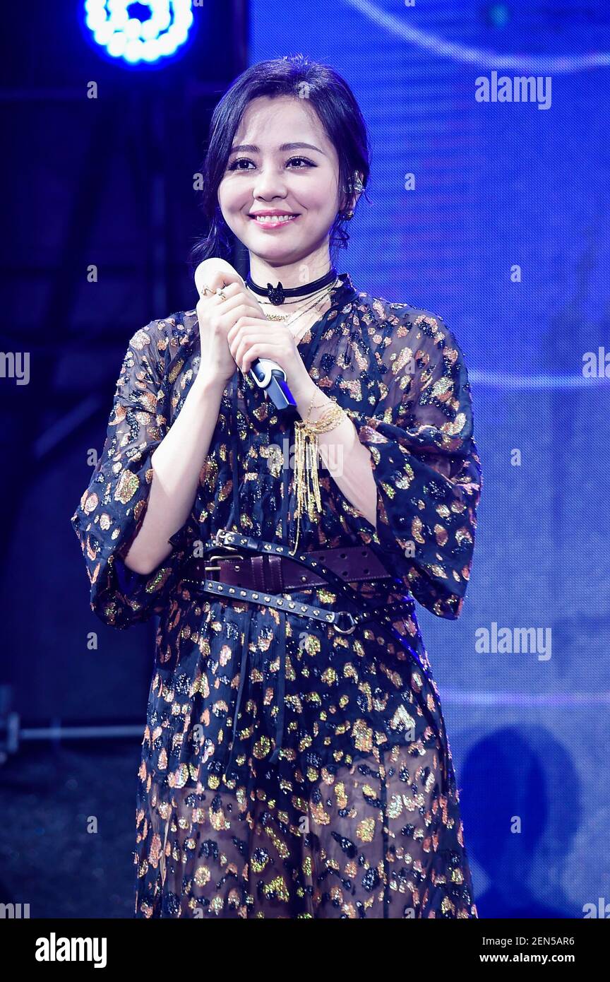 Chinese singer Jane Zhang or Zhang Liangying performs at the opening ...