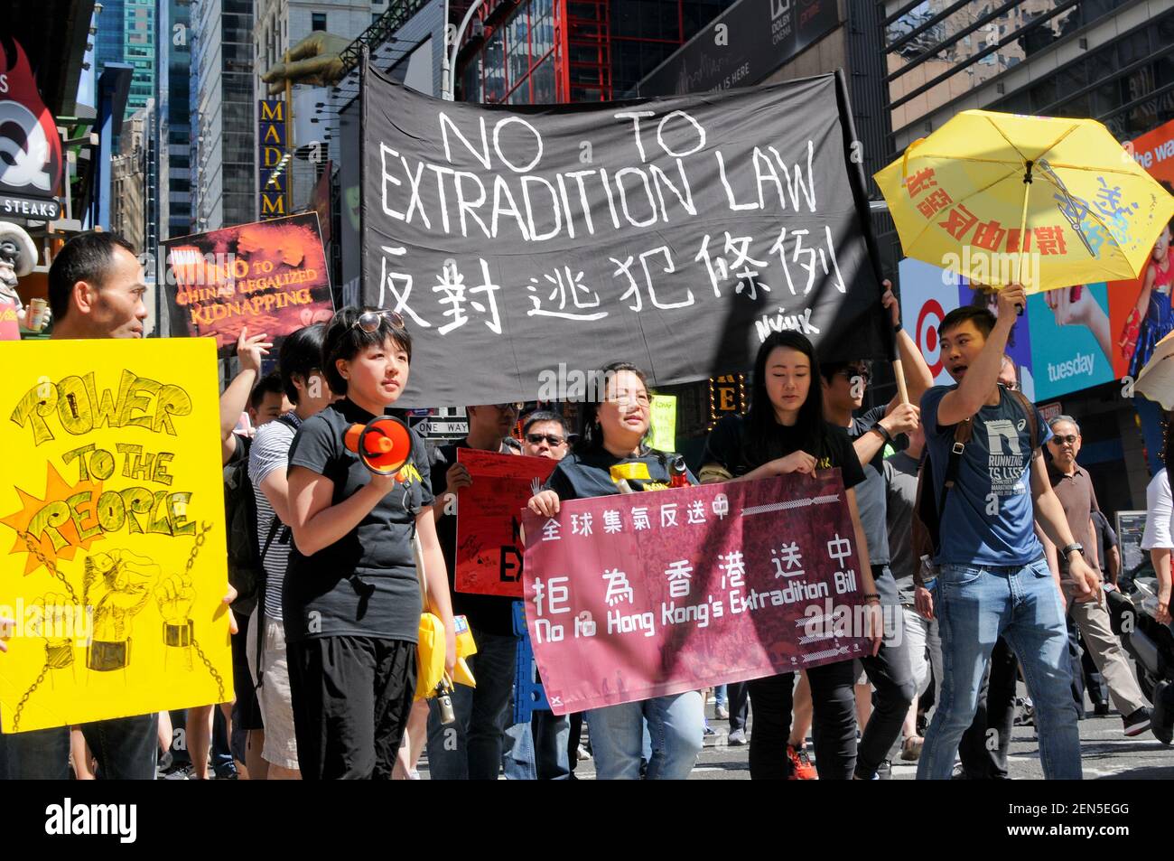 Anti China Extradition Law Protesters march down 42nd Street with ...