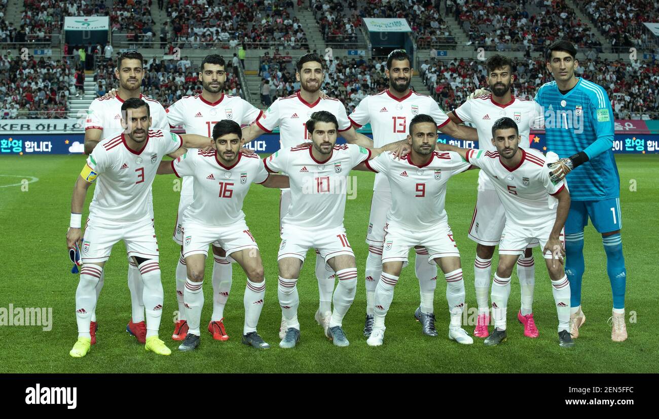 Iran national soccer team players poses before their International ...