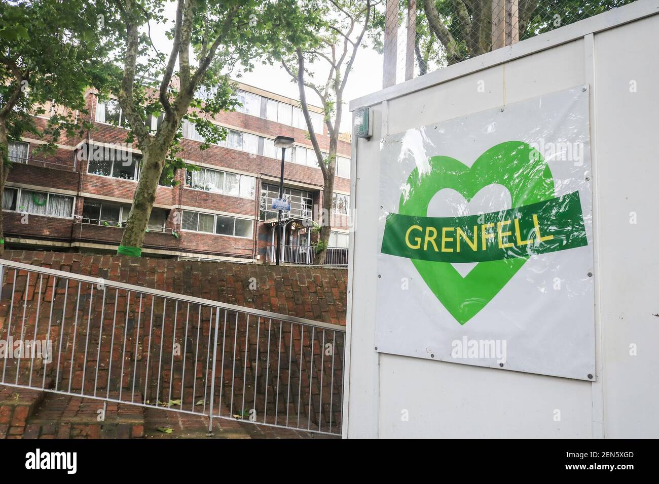 Grenfell sign with love, on a billboard during the commemoration ...