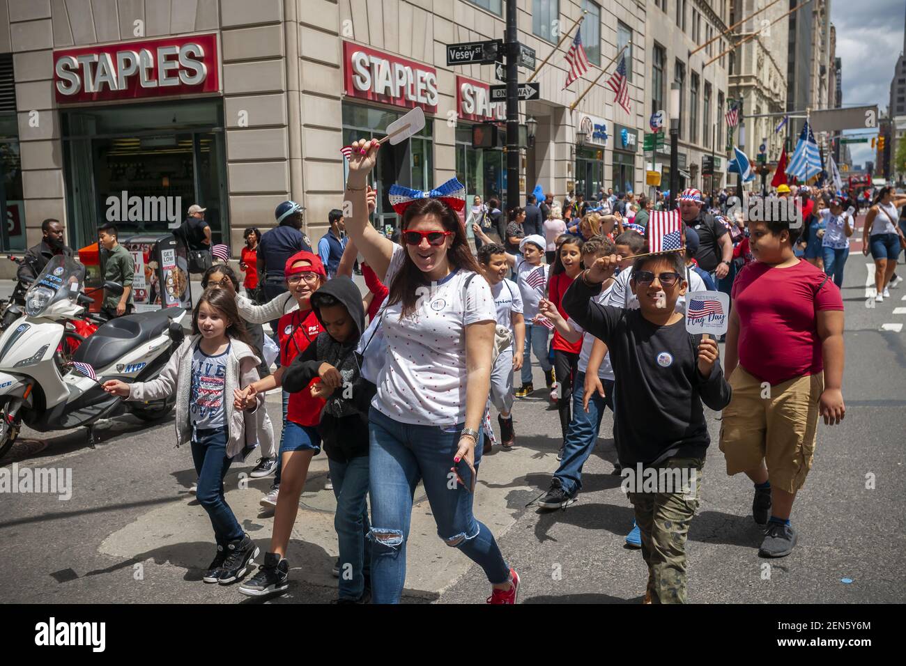 Marchers in the annual Flag Day Parade in New York on Friday, June 14 ...