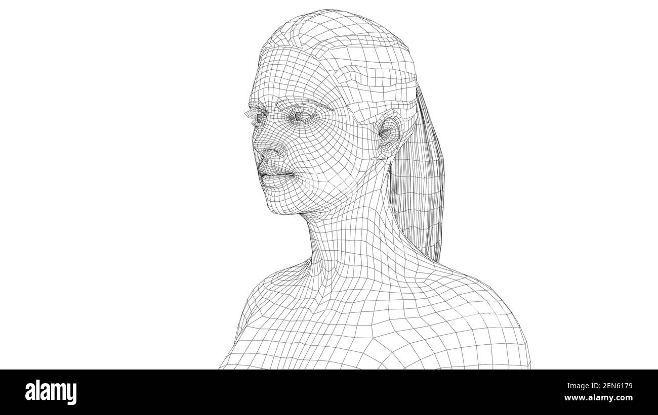 Wireframe portrait of a young beautiful girl Stock Vector Image & Art ...
