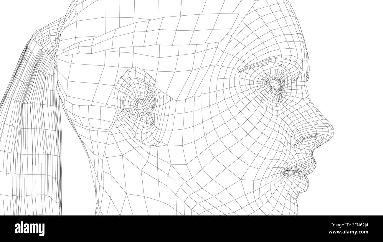 Wireframe portrait of a young beautiful girl Stock Vector Image & Art ...