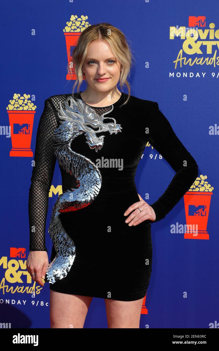Elisabeth Moss attends the 2019 MTV Movie and TV Awards held at Barker Hangar on June 15, 2019 ...