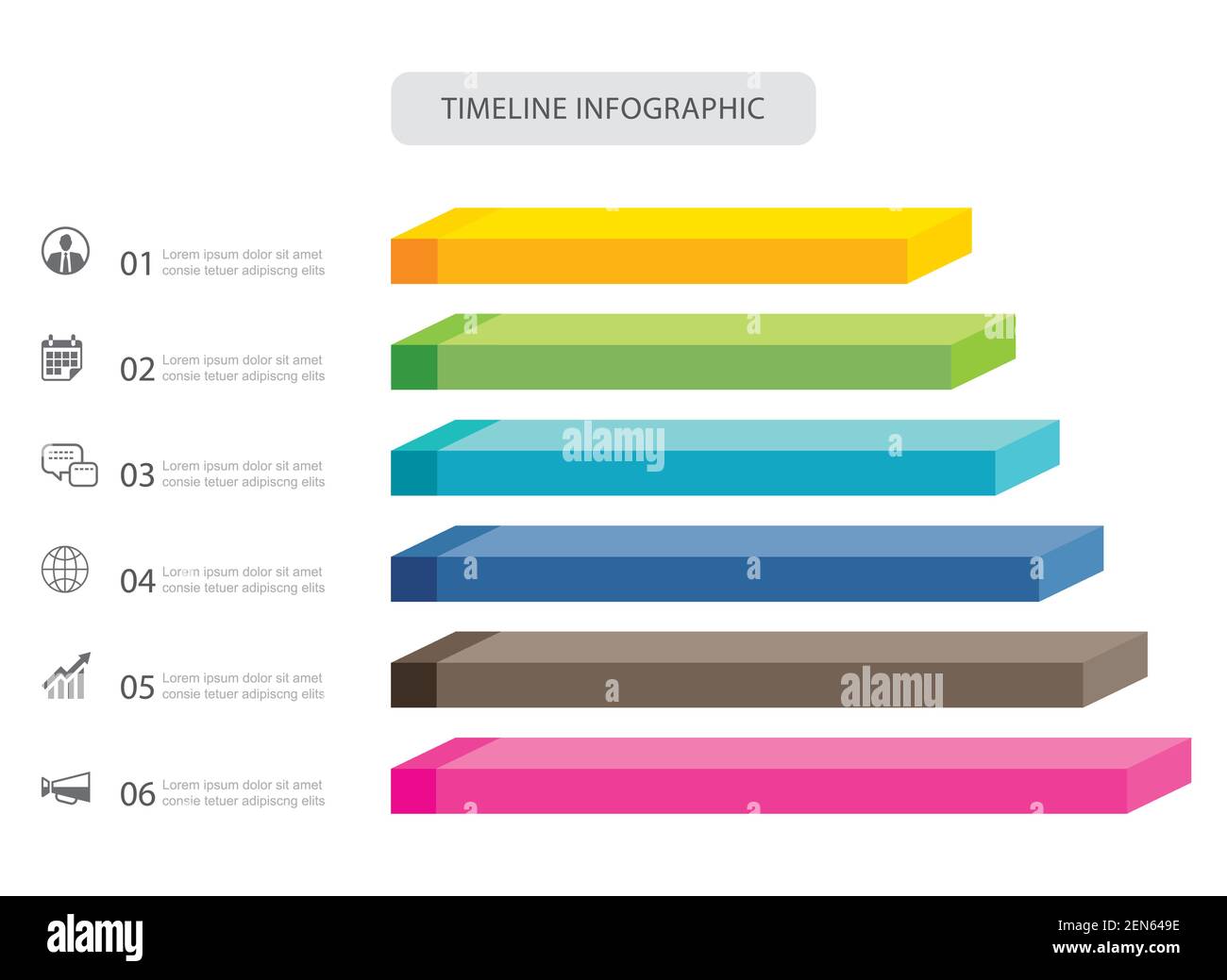 6 data infographics rectangle step growth success template design ...