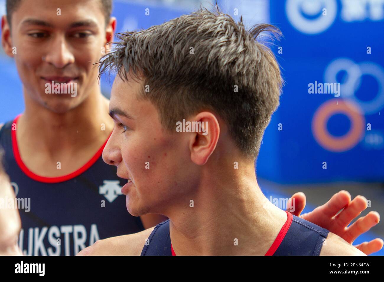 Ben Dijkstra and Alex Yee react after Great Britain wins the 2019 ...